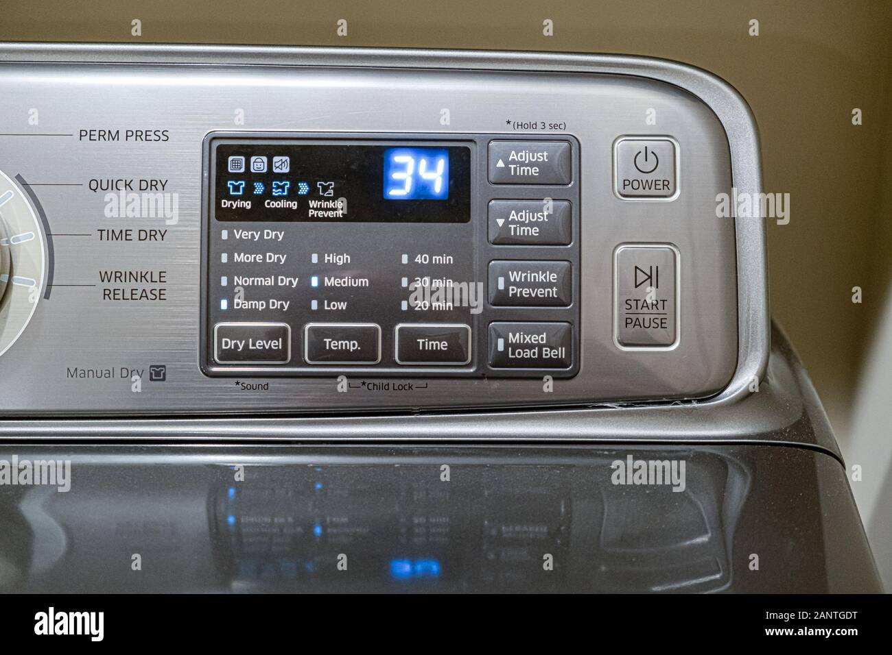 Digital Controls on Modern Dryer Stock Photo - Alamy