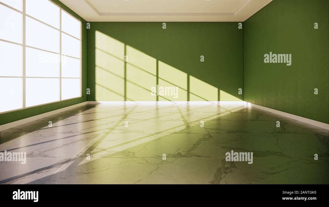 green room interior - Empty room of natural stone granite floor.3D ...