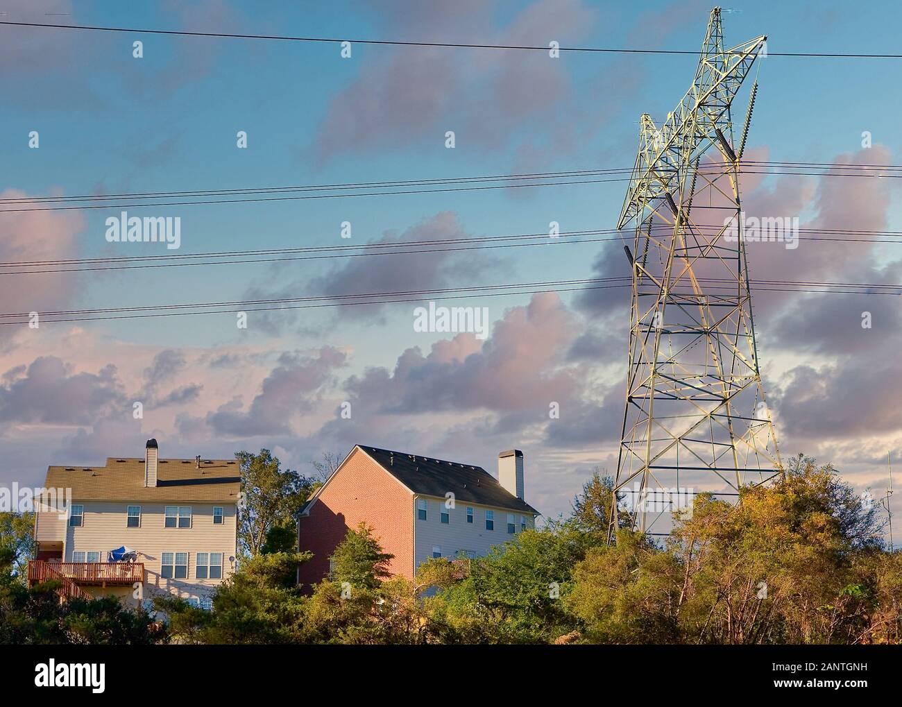 Houses high voltage power lines hi-res stock photography and images - Alamy
