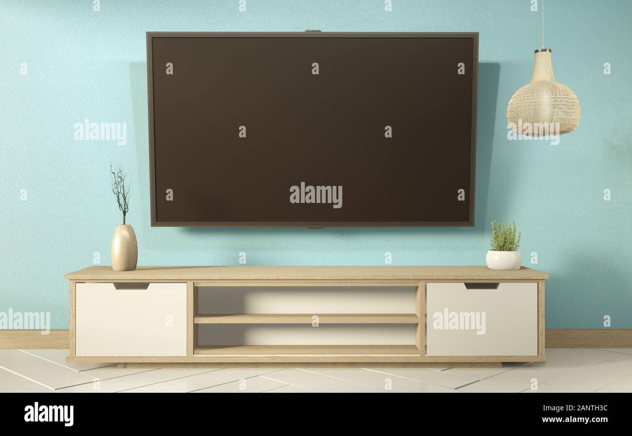Tv shelf in mint room modern tropical style - empty room interior ...