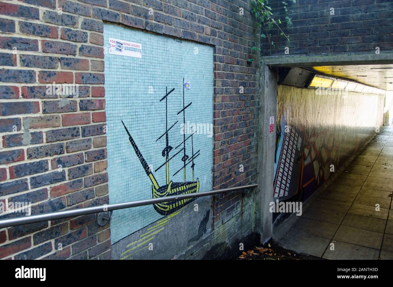 Basingstoke, UK - July 23, 2019: Pedestrian subway passing under the ...