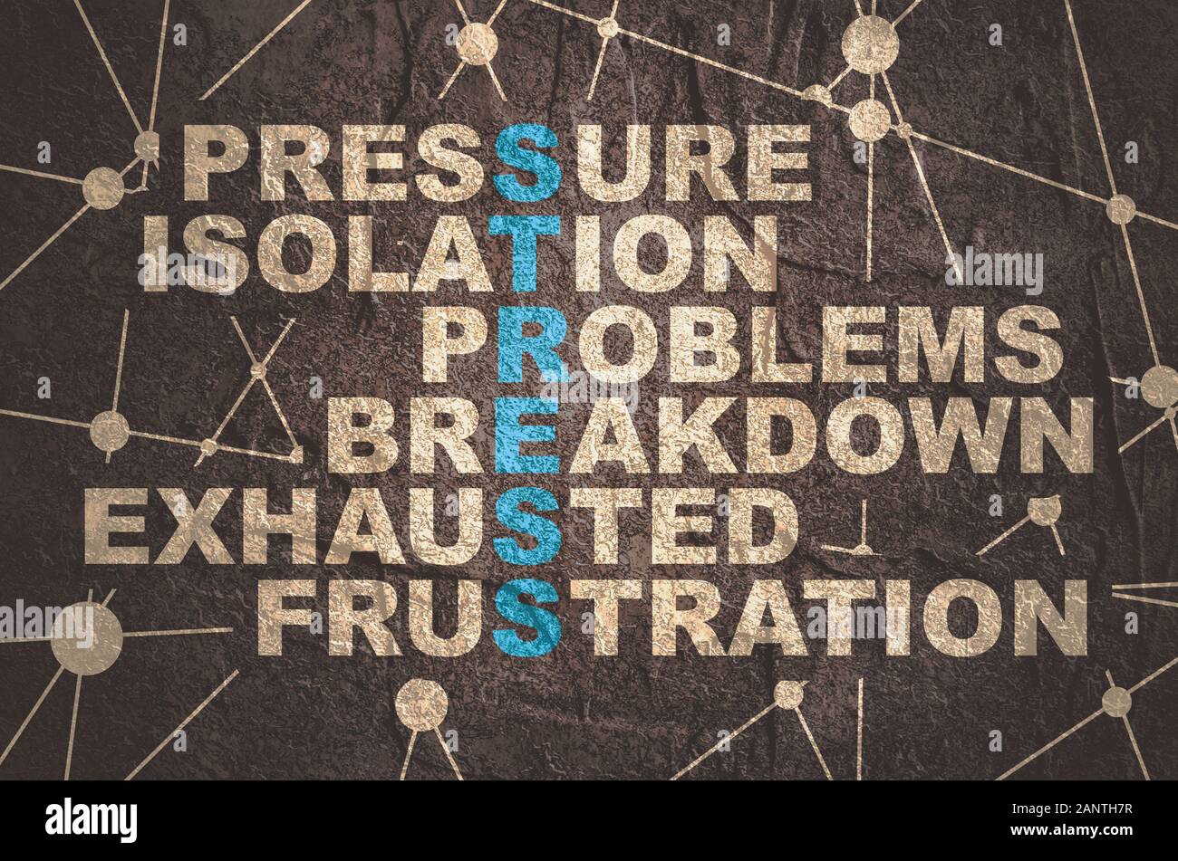 Acronym Stress. Connected lines with dots backdrop Stock Photo - Alamy