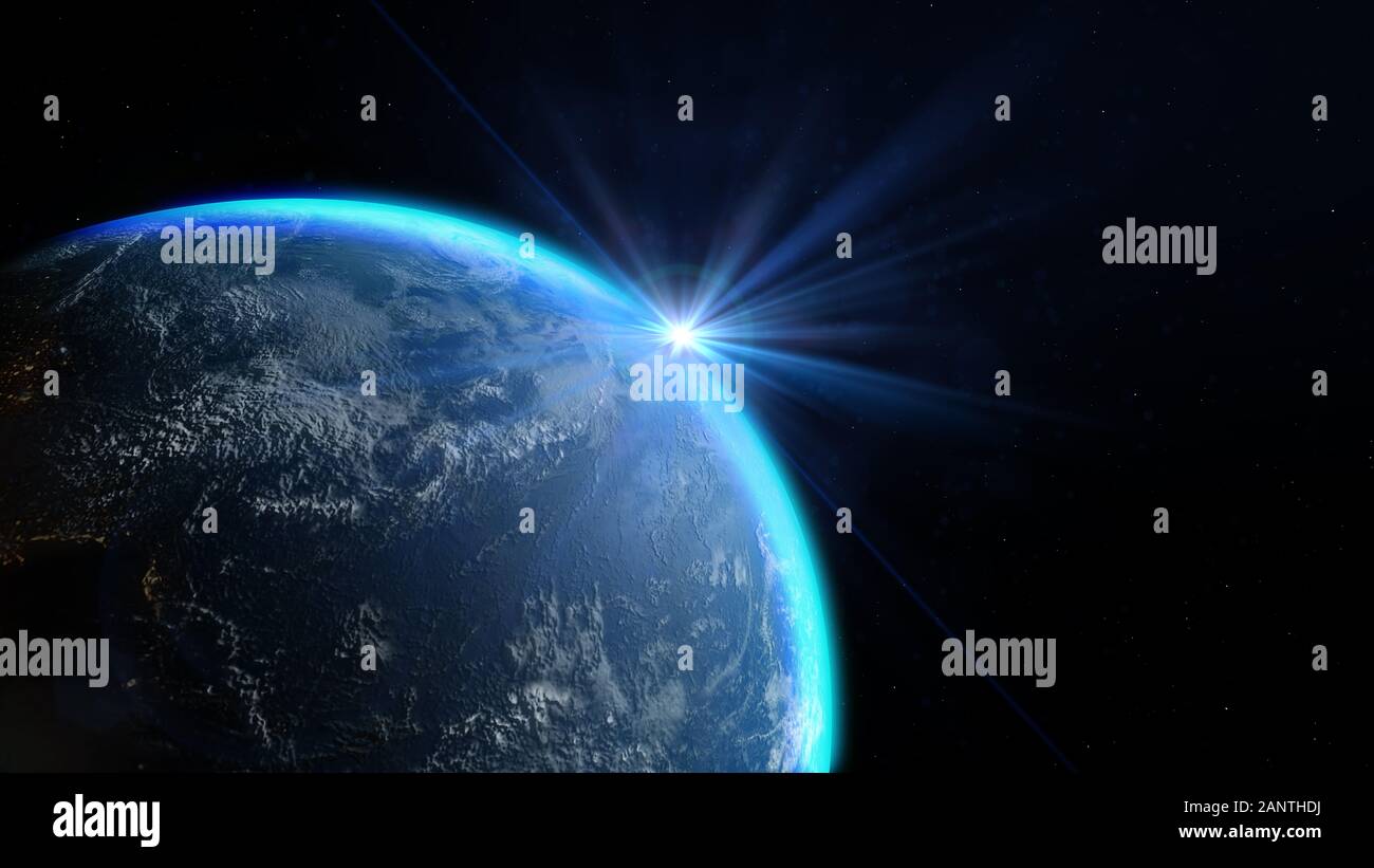 Earth view from space with sunrise. Elements of this image furnished by ...