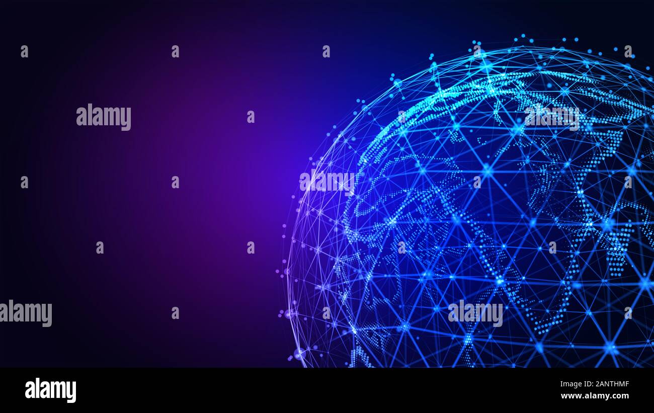Connection lines Globe. Background with Light Effect. Global ...