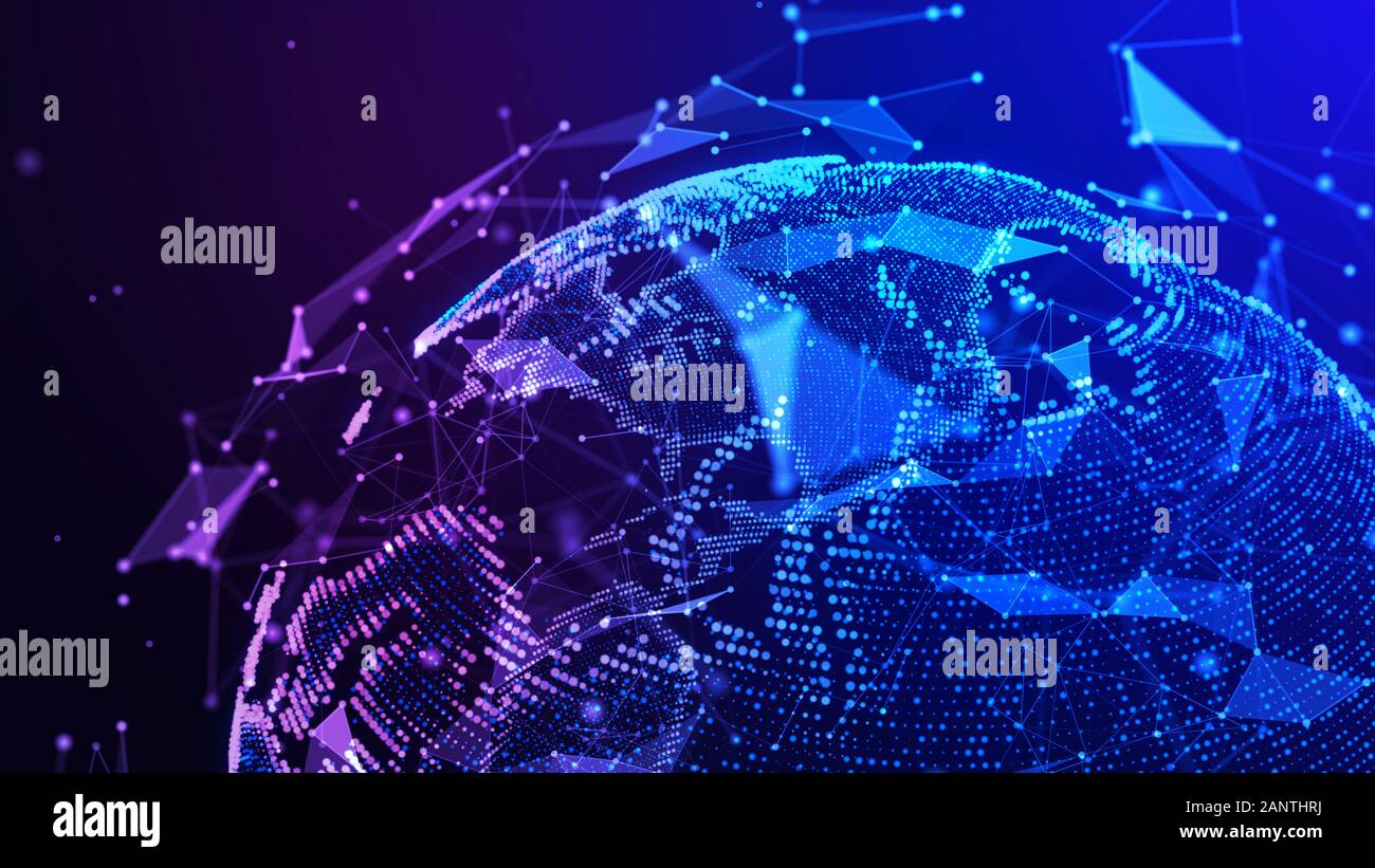 Connection lines Around Earth Globe. Background with Light Effect ...