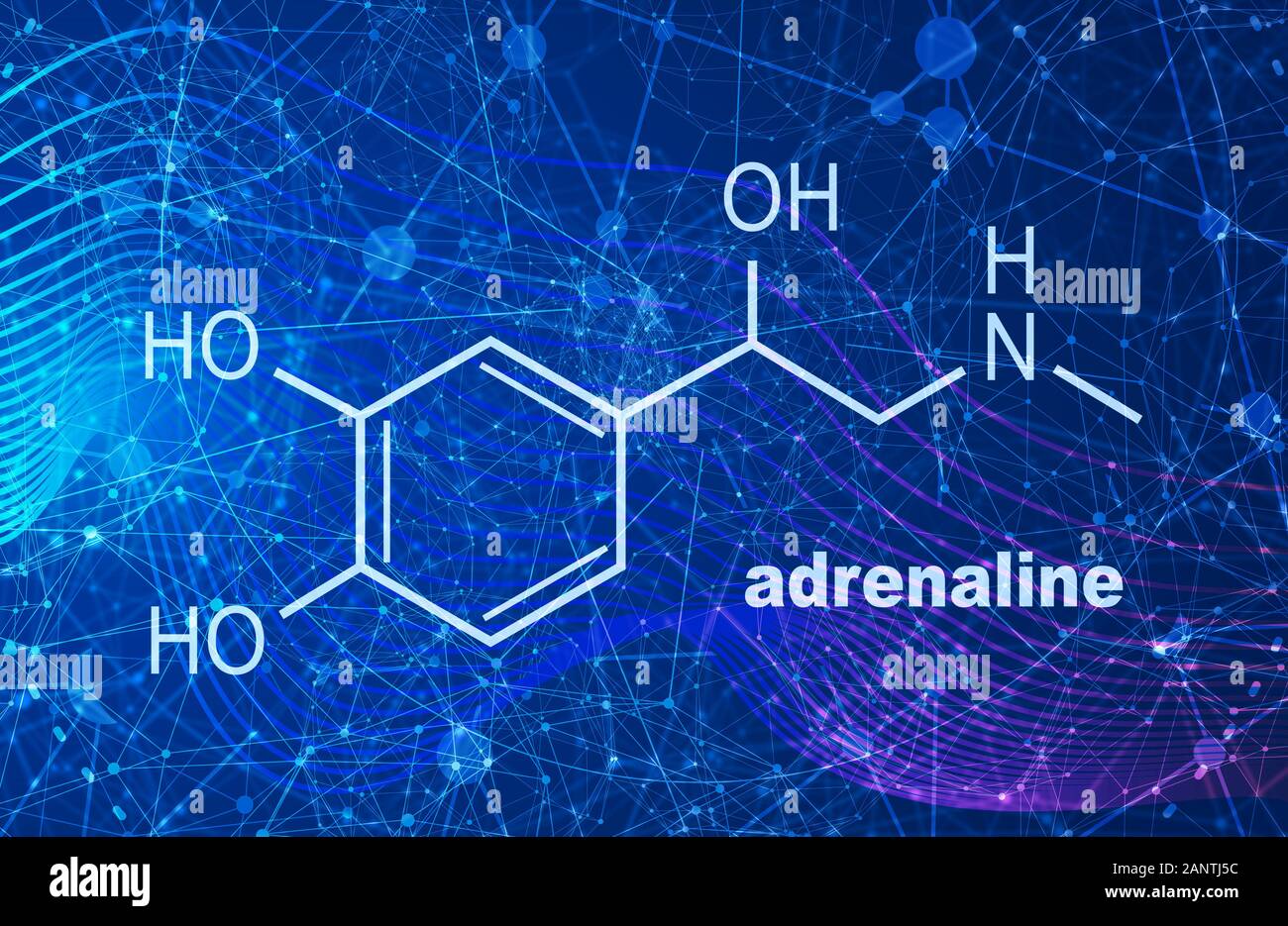 Chemical molecular formula hormone adrenaline. Infographics ...
