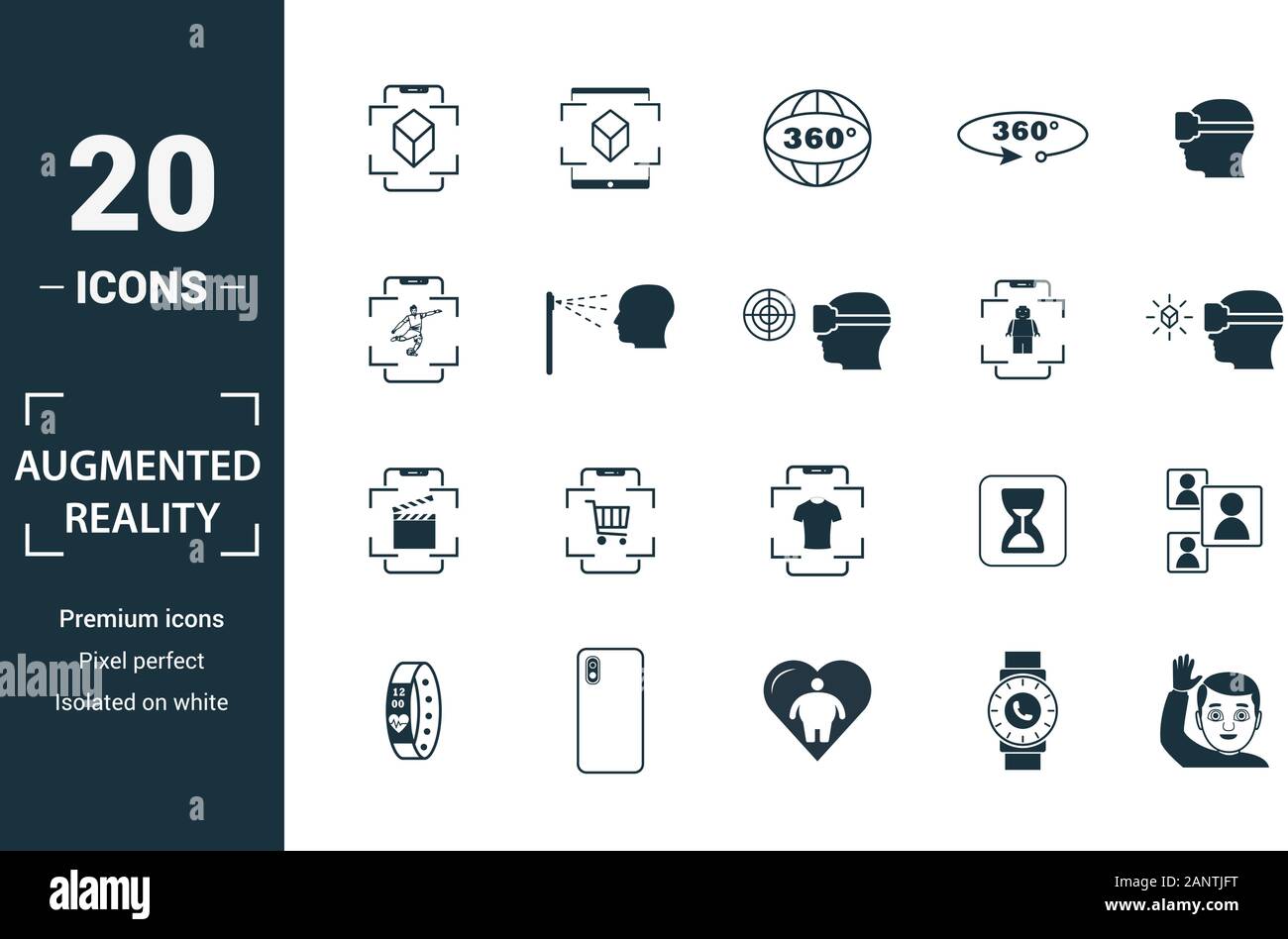 Ar And Vr icon set. Include creative elements augmented reality, 360 ...