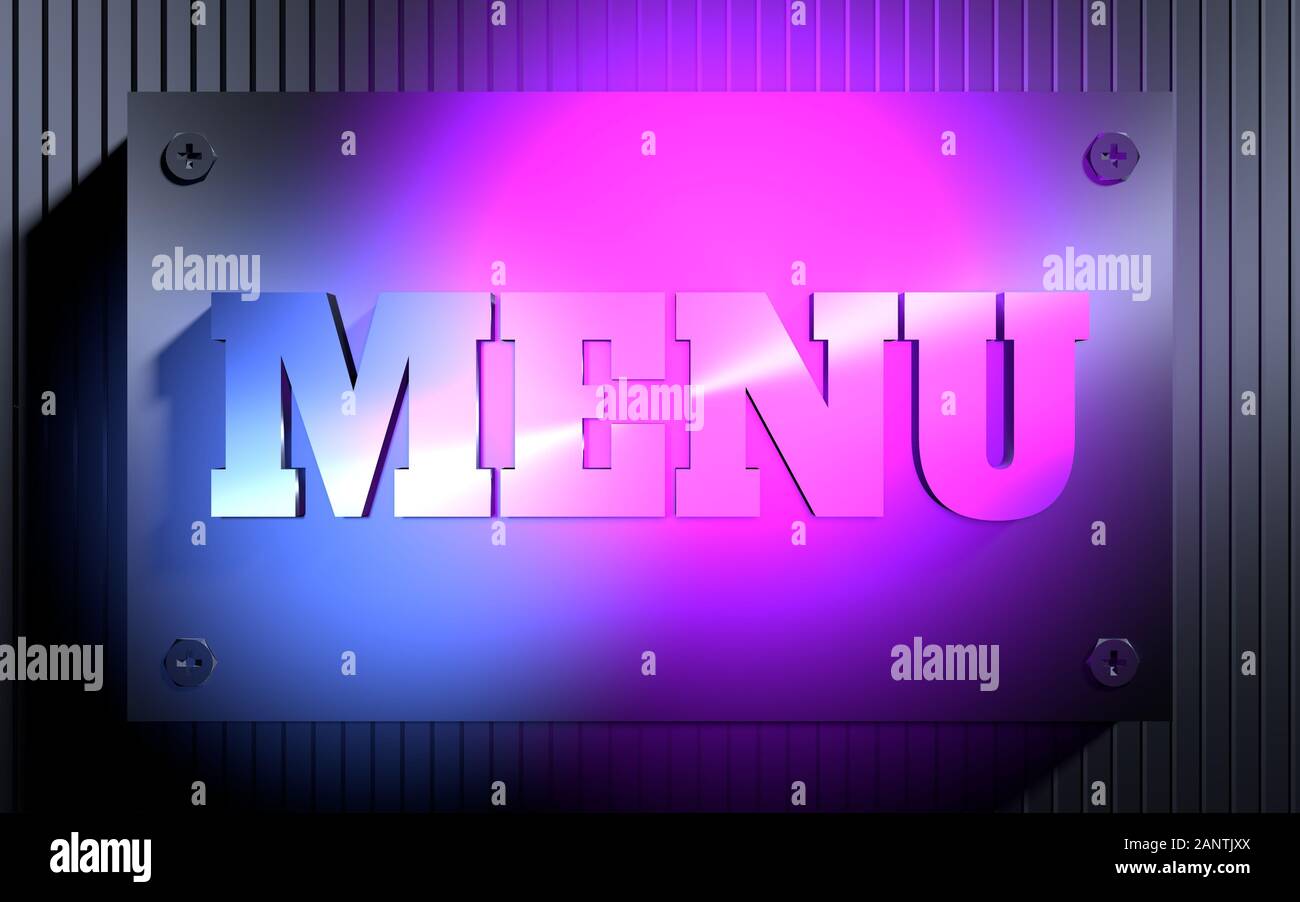 Abstract backdrop with light spot. Menu text. 3D rendering Stock Photo ...