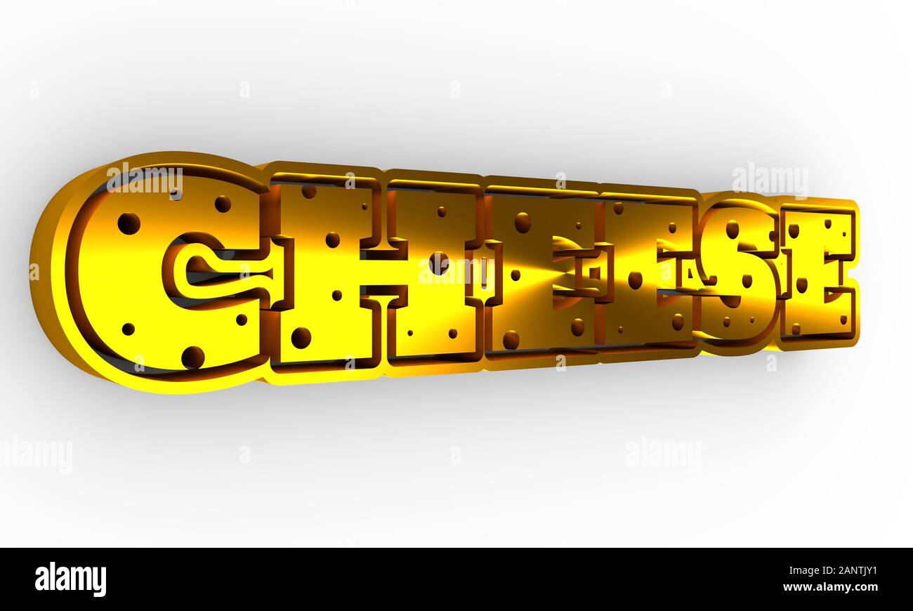 illustration of word cheese. Golden material text decorated by lines ...