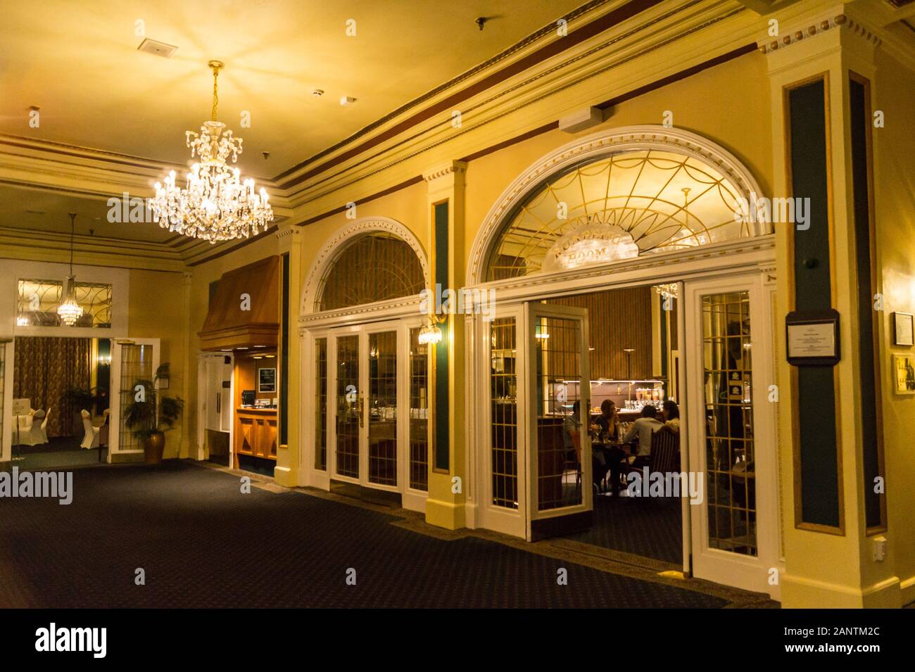 Ruapehu Room, dining room of Chateau Tongariro Hotel, neo-Georgian ...