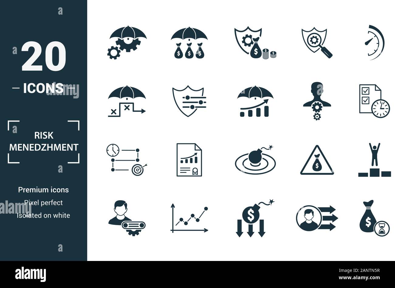 Risk Management icon set. Include creative elements risk management ...