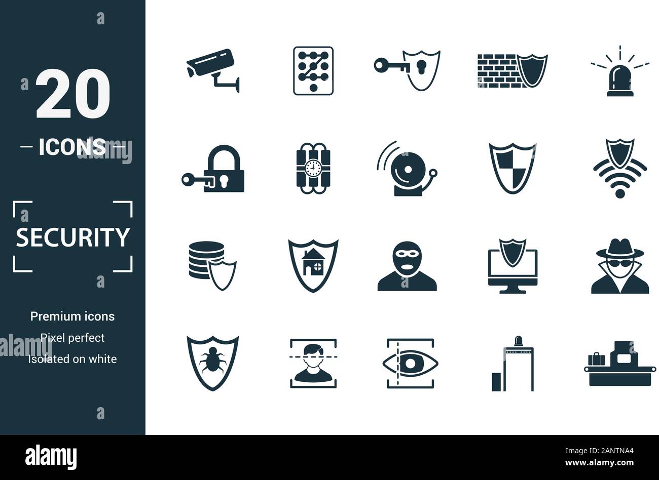Security icon set. Include creative elements security camera, deffense ...