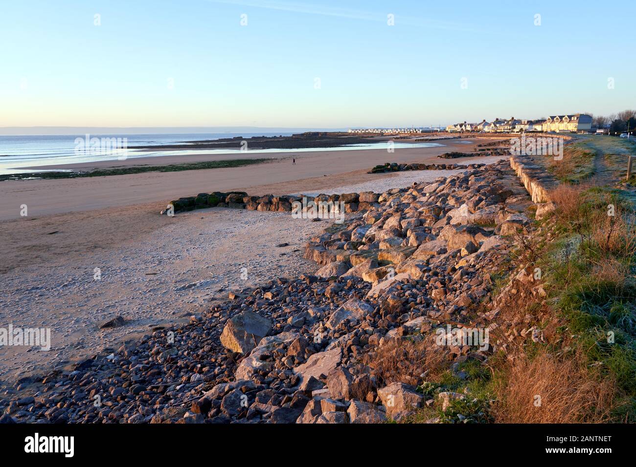 Sea defences at Newton Beach near Porthcawl, South Wales Stock Photo ...