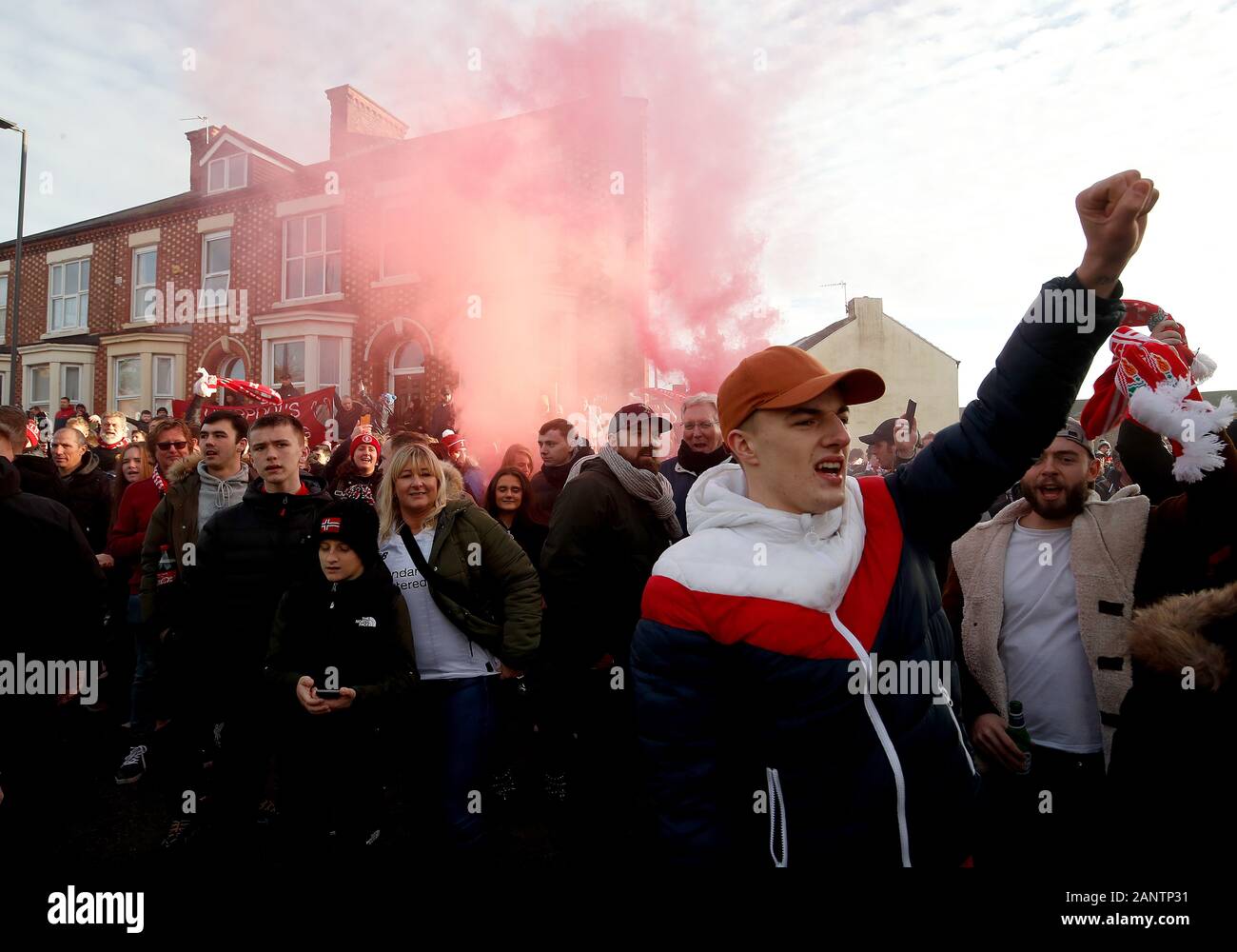 Liverpool fans outside the ground ahead of the Premier League match at ...