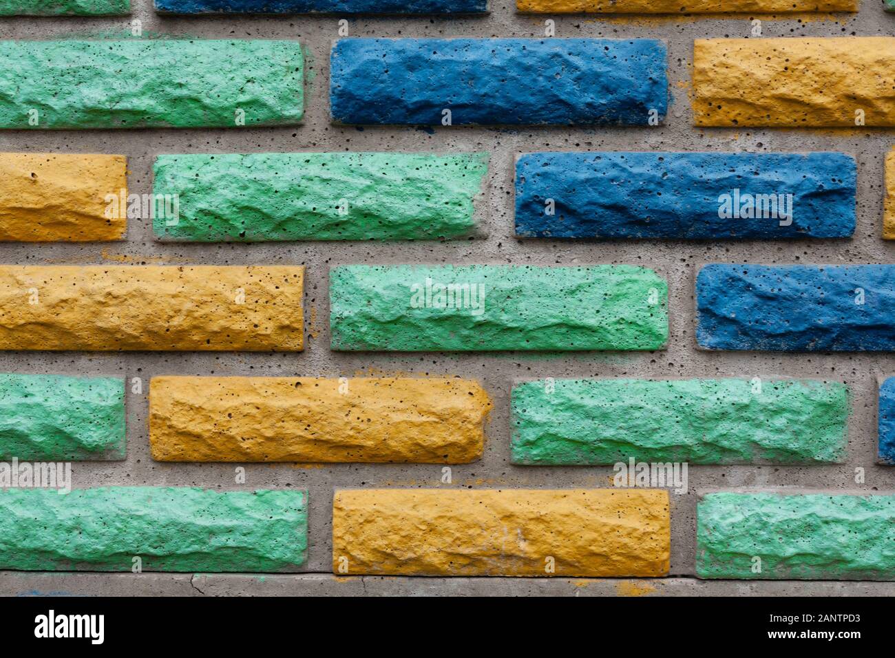 Decorative brick texture background. Stock photo multi-colored brick ...