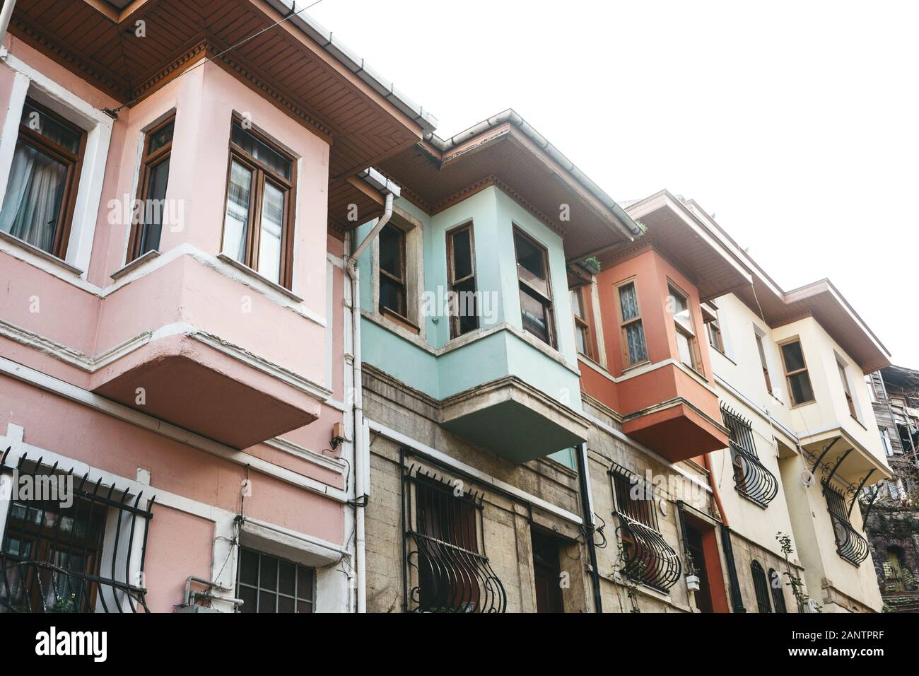 Ancient traditional apartment buildings in the Balat district of ...