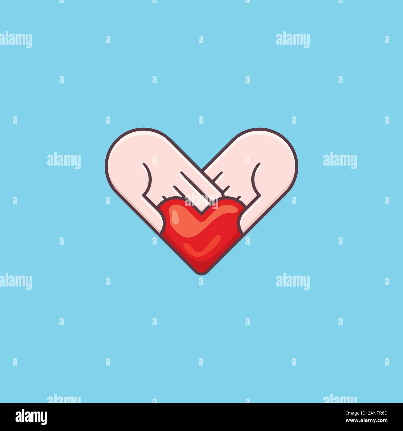 Two Hands Holding Heart Vector Illustration For Donor Day On February
