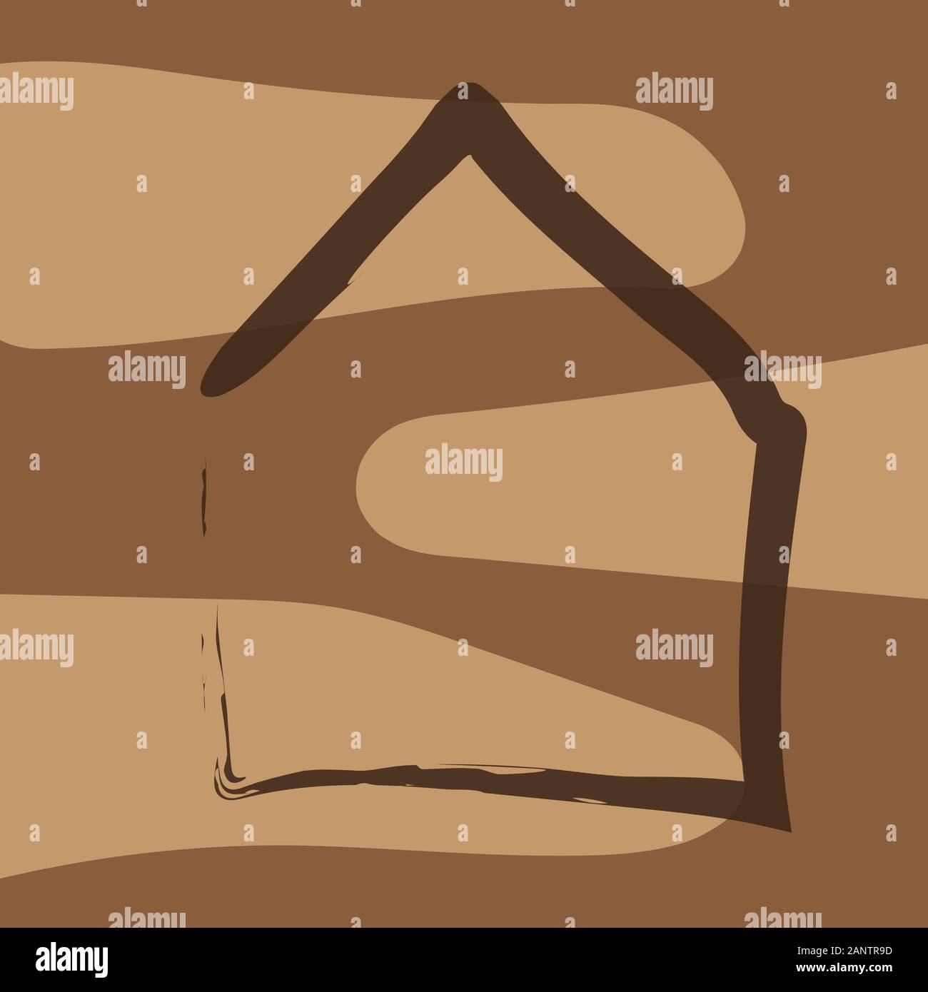 Simple house symbol on contemporary brown background with spots ...
