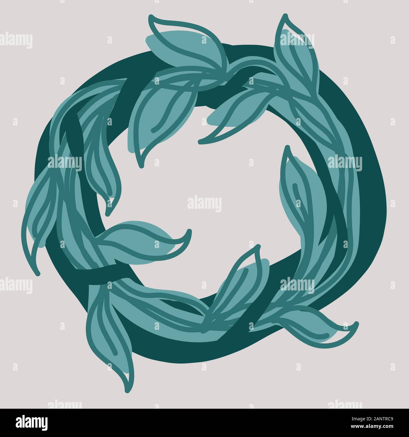 Green wreath isolated on white background. Modern Hand drawn vector ...