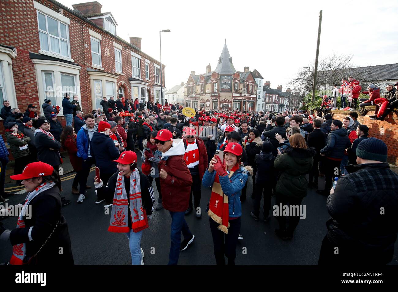 Liverpool fans outside the ground ahead of the Premier League match at ...
