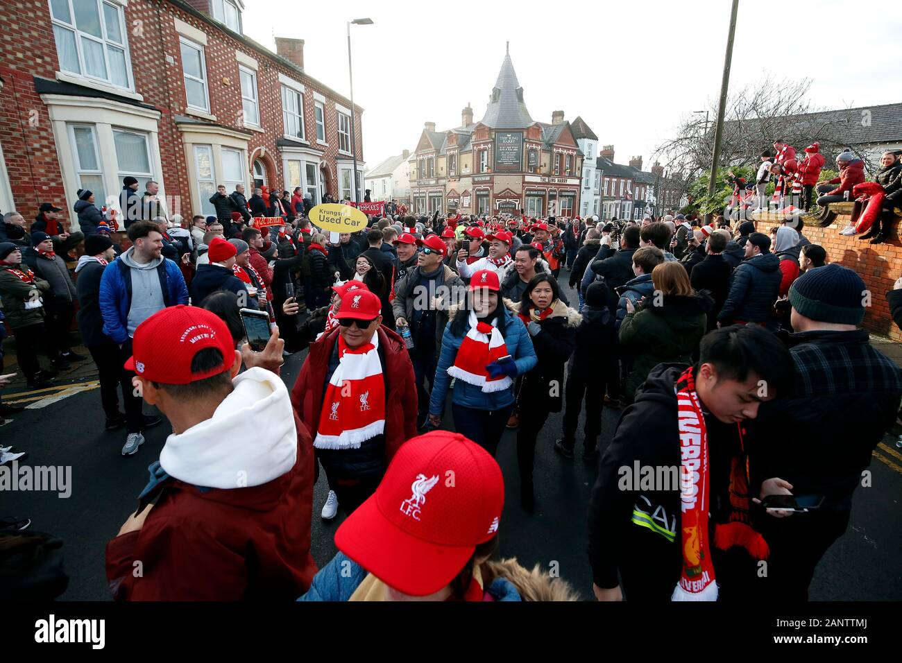 They arrive anfield ahead premier league match anfield hi-res stock ...