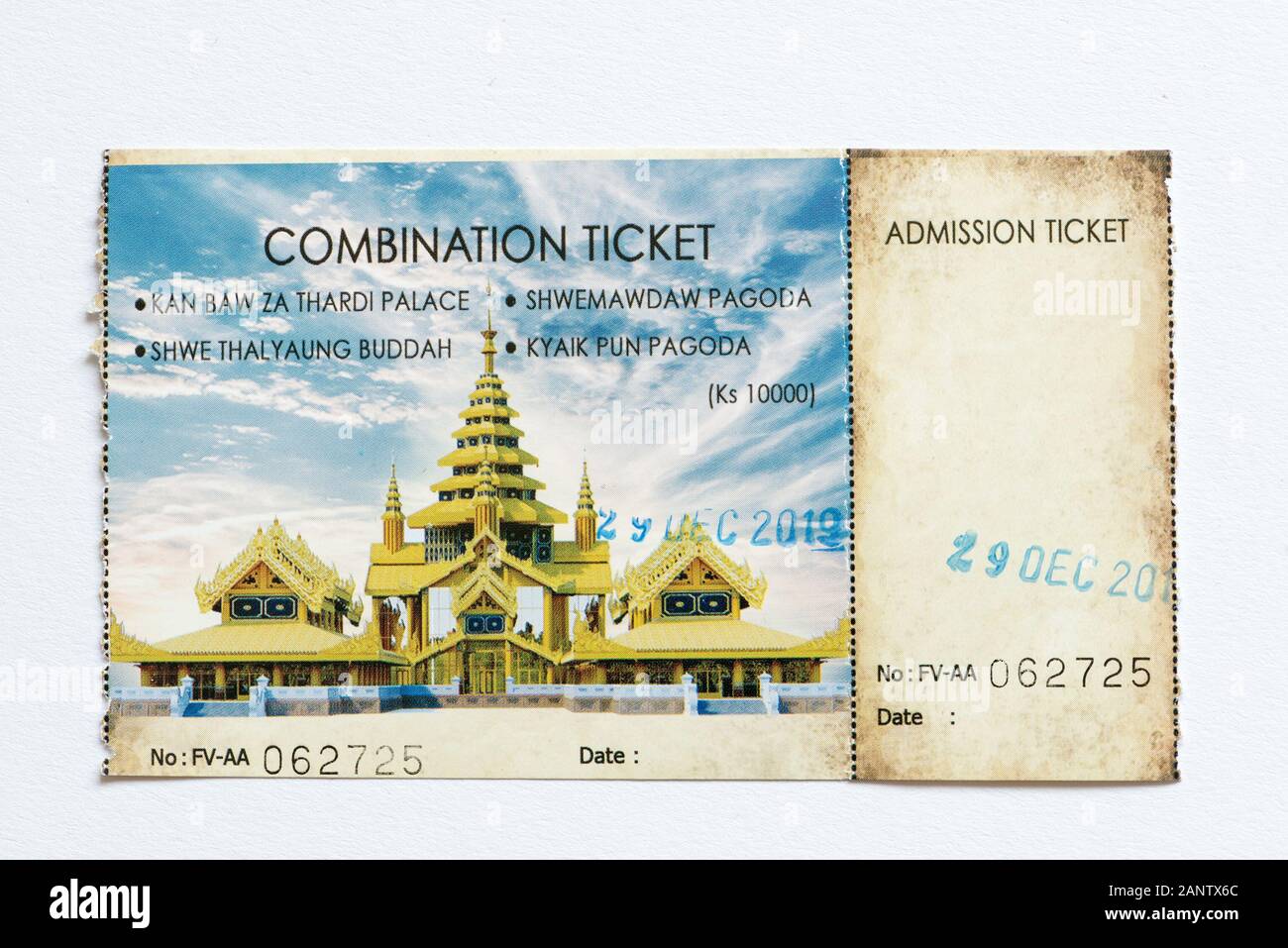 Entrance ticket, Myanmar, Asia Stock Photo - Alamy