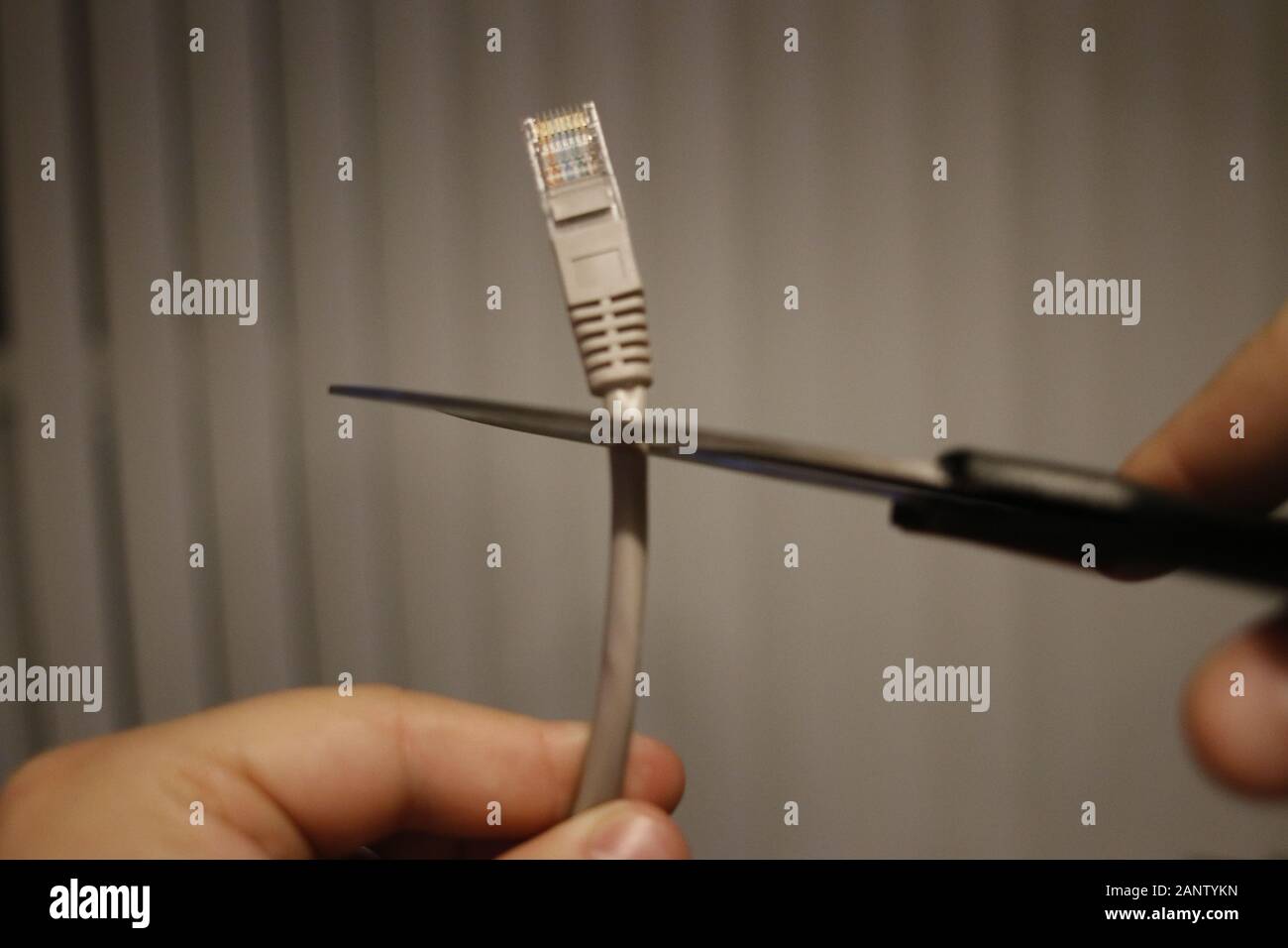 Concept Isolated Photo Of Cutting Cable Cord Stock Photo - Alamy