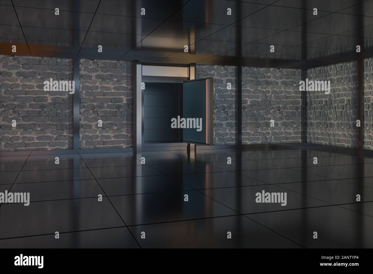 Safety gate and coded lock,abstract conception,3d rendering. Computer ...