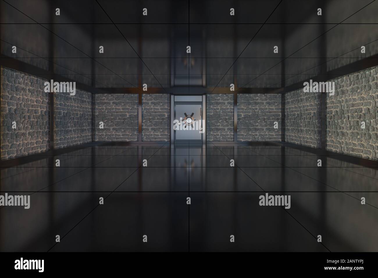 Safety gate and coded lock,abstract conception,3d rendering. Computer ...
