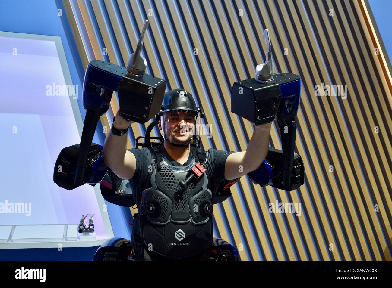 Demonstration of strength of Sarcos Guardian XO full-body powered ...