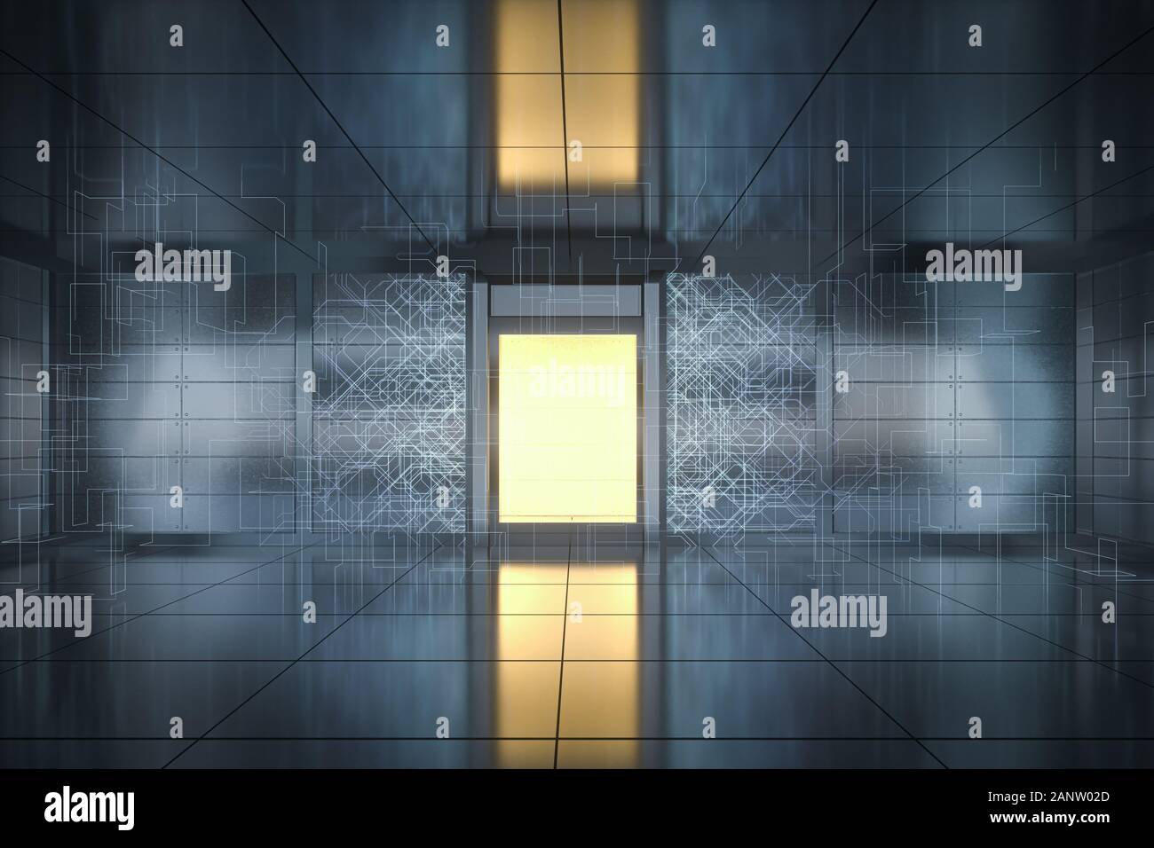 Safety gate and coded lock,abstract conception,3d rendering. Computer ...