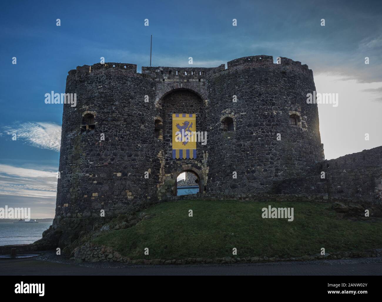 The entrance to Carrickfergus castle, Crrickfergus, Northern Ireland ...