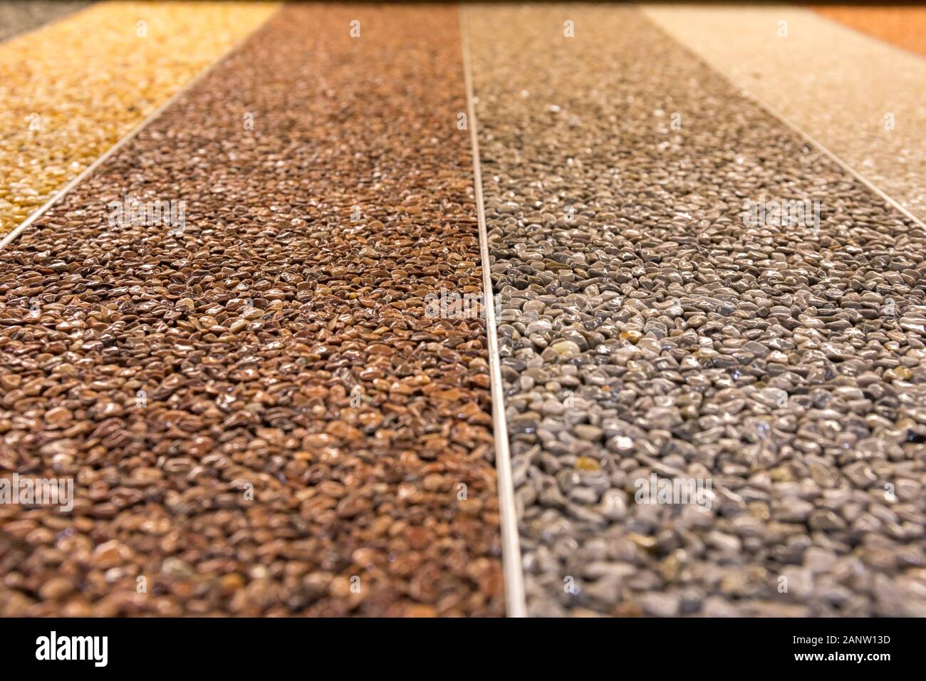 Close up of a natural stone carpet. Decorative stone coating. Slip ...