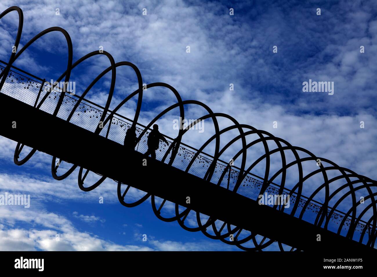 Slinky Springs to Fame, pedestrian bridge by Tobias Rehberger, Rhine ...