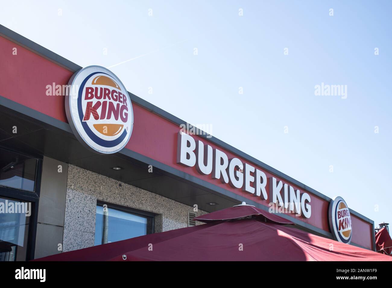 Burger King fast-food in Caglayan square and people near it. Burger ...