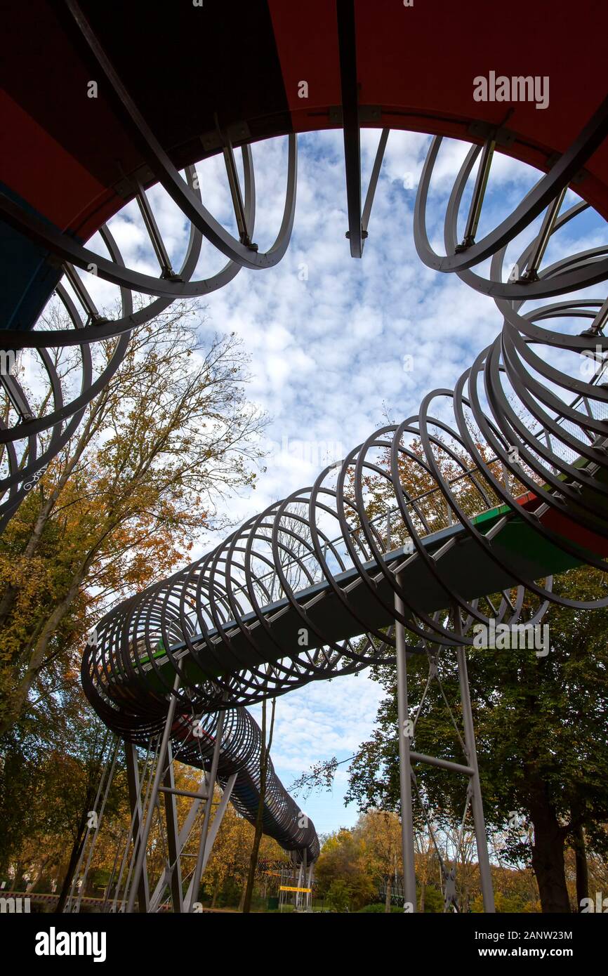 Slinky Springs to Fame, pedestrian bridge by Tobias Rehberger, Rhine ...