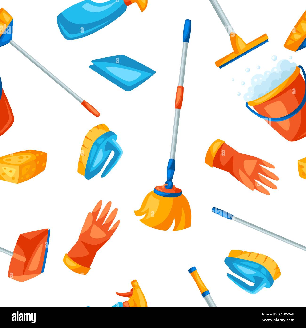 Housekeeping seamless pattern with cleaning items Stock Vector Image ...