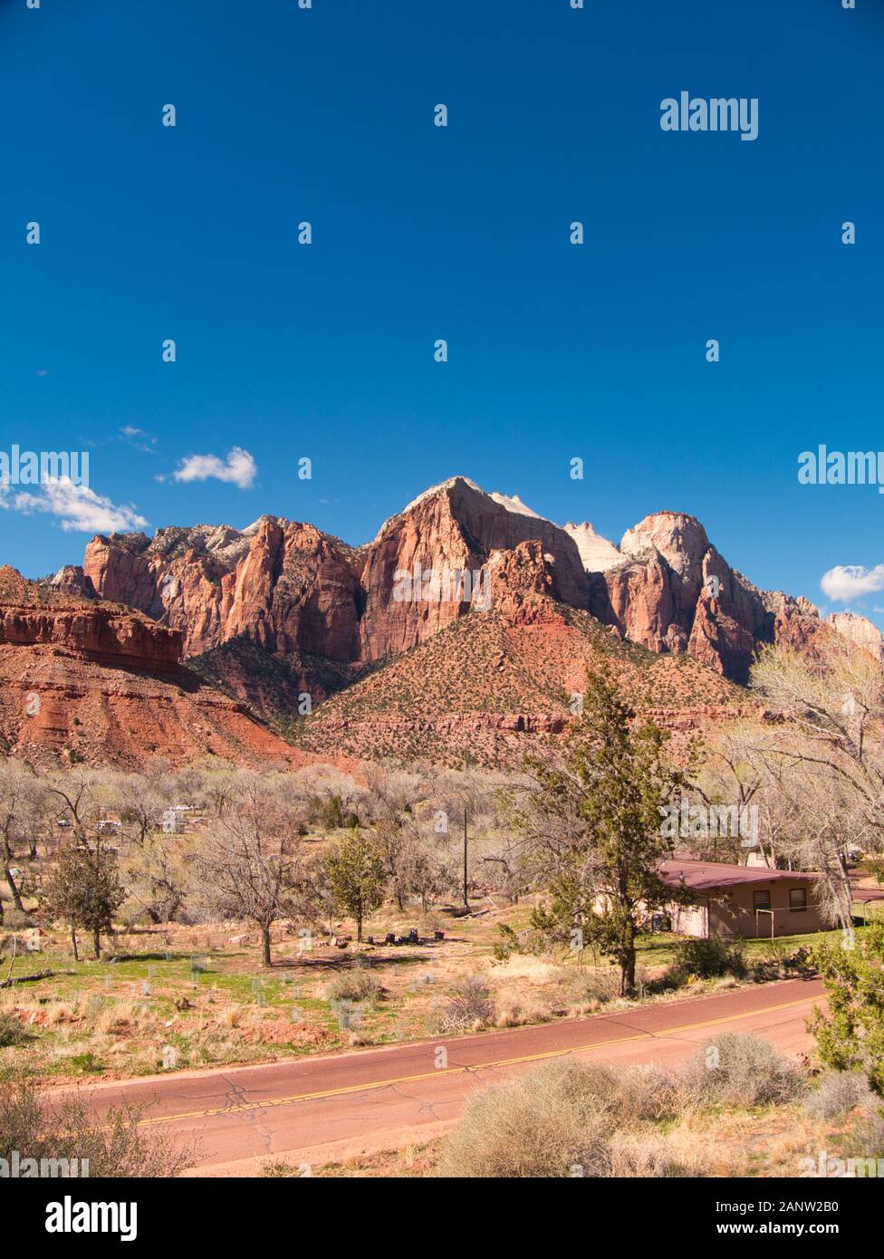 Zion Canyon, with the virgin river, Zion National Park, Utah, USA Stock ...