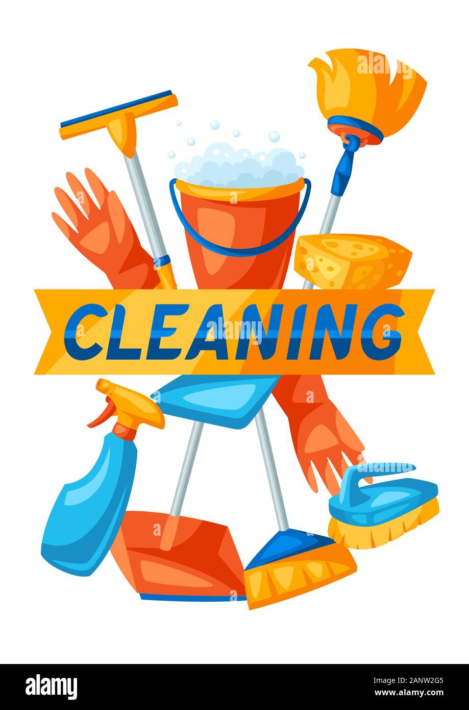 Housekeeping background with cleaning items Stock Vector Image & Art ...