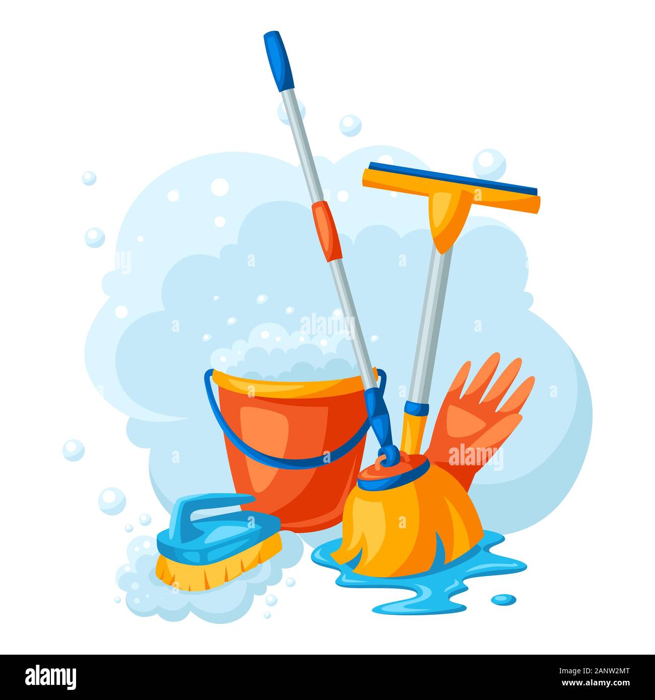 Housekeeping background with cleaning items Stock Vector Image & Art ...
