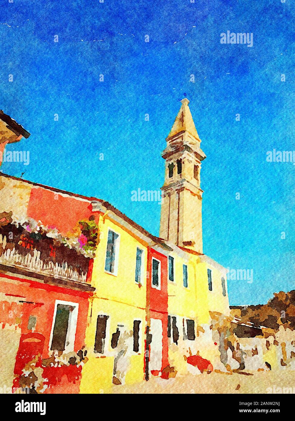 the colorful buildings on the canals of Burano in Venice Stock Photo ...