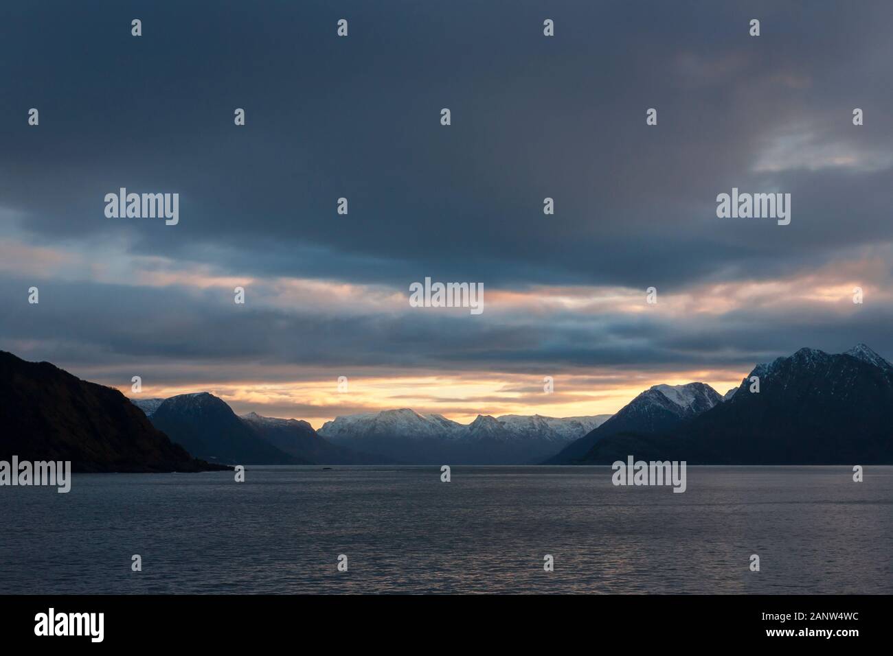 The entrance to the Øksfjorden, Loppa Municipality, Vest-Finnmark ...