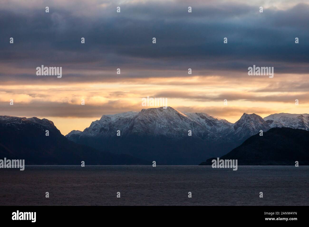 The entrance to the Øksfjorden, Loppa Municipality, Vest-Finnmark ...