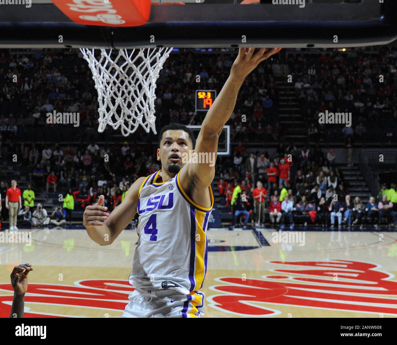 Oxford, MS, USA. 18th Jan, 2020. LSU guard, Skylar Mays (4), goes to ...