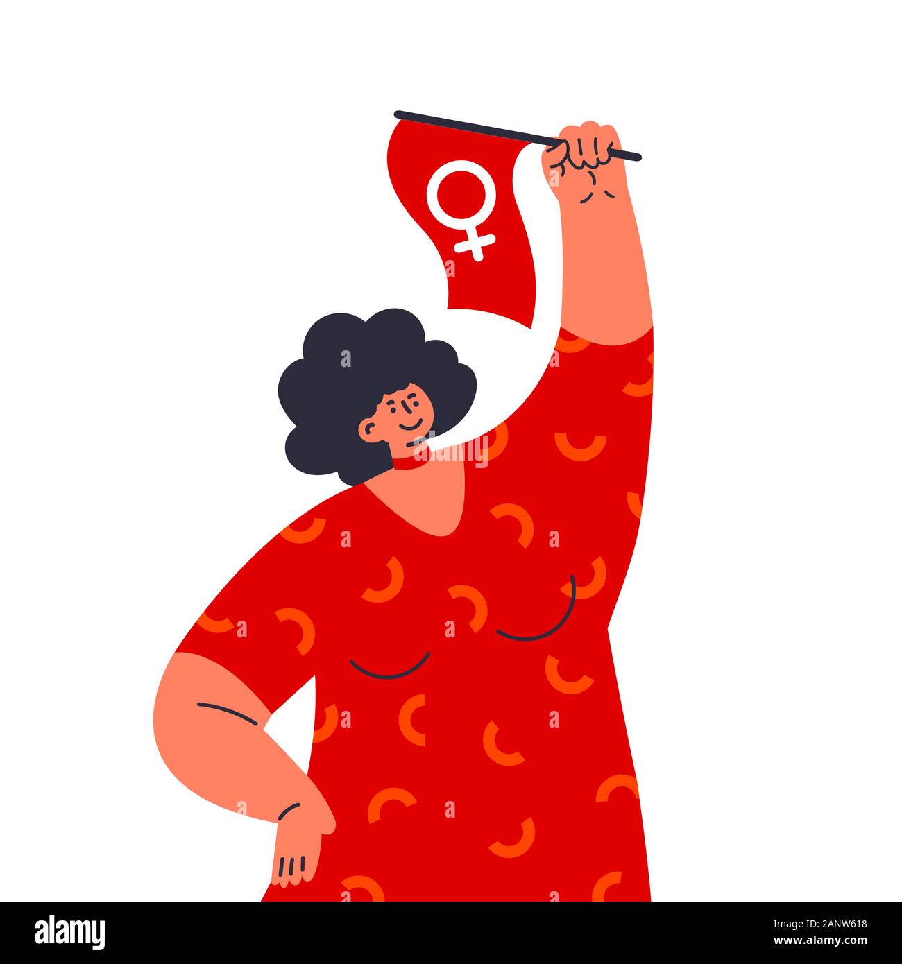 Girl raises her hand with flag.Fight like a girl Stock Vector Image ...