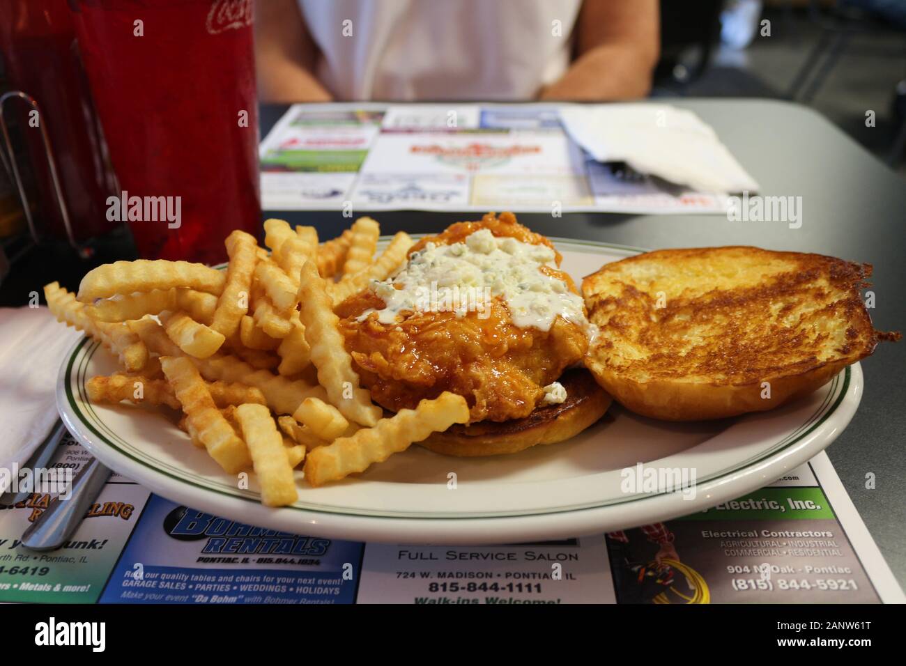 fried chicken burger with fries Stock Photo - Alamy