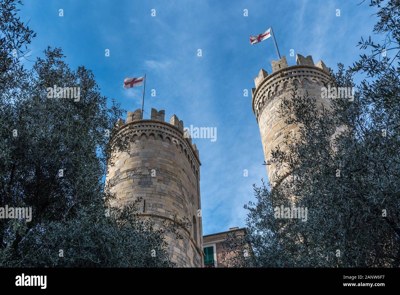 Genova, Genoa, Italy - January 2020: Porta Soprana is the best-known ...
