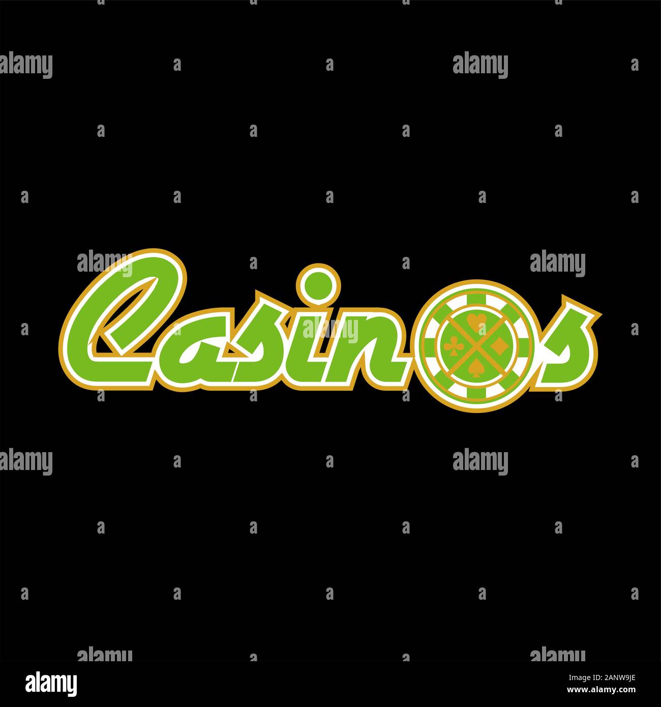 Casinos lettering in black background. Editable vector. . modern ...
