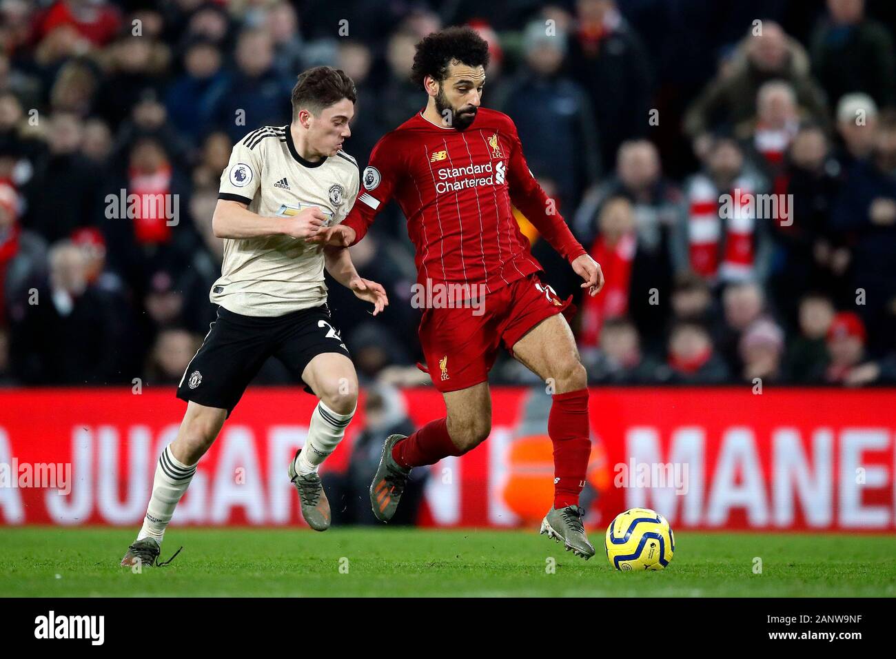 Liverpool's Mohamed Salah (right) scores his side's second goal of the ...
