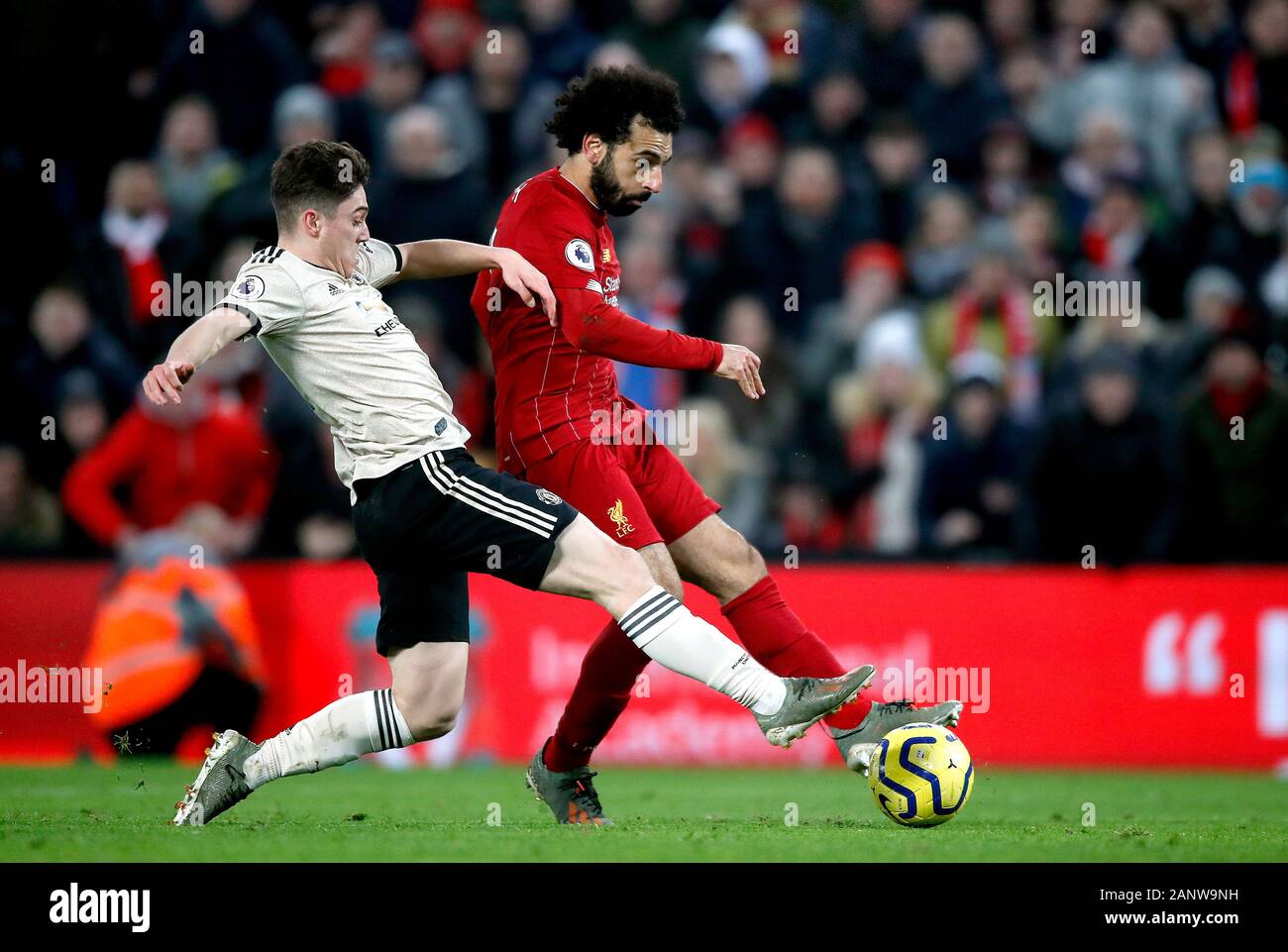 Liverpool's Mohamed Salah (right) scores his side's second goal of the ...